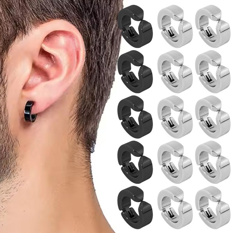 1-4Pairs Non-Piercing Ear Clips - Men's Jewelry Accessories - Fashion ...