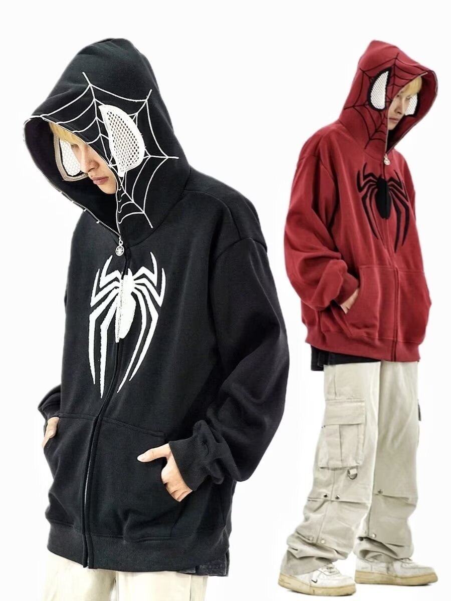 Single Piece Street Spider Cardigan Hooded Different Couple Wear Zipper ...
