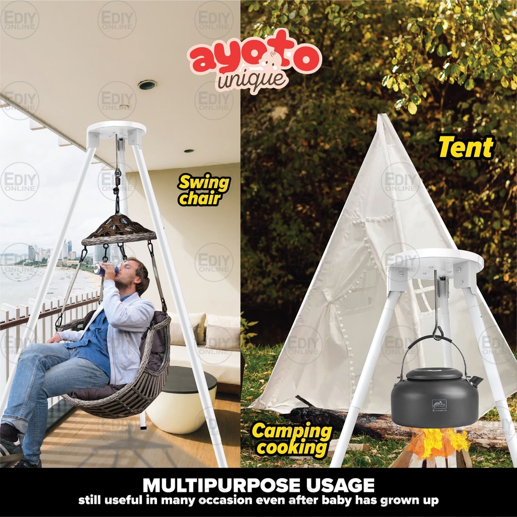 100KG STABLE PREMIUM QUALITY AYOTO UNIQUE TRAVEL BABY SPRING COT TRIPOD ...