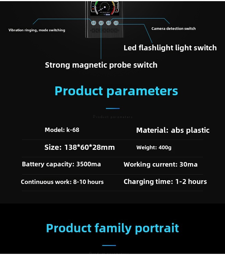 K68 Hidden Camera Spy Wireless Signal Detector Anti-spy Wireless Camera Audio Finder GSM GPS ...