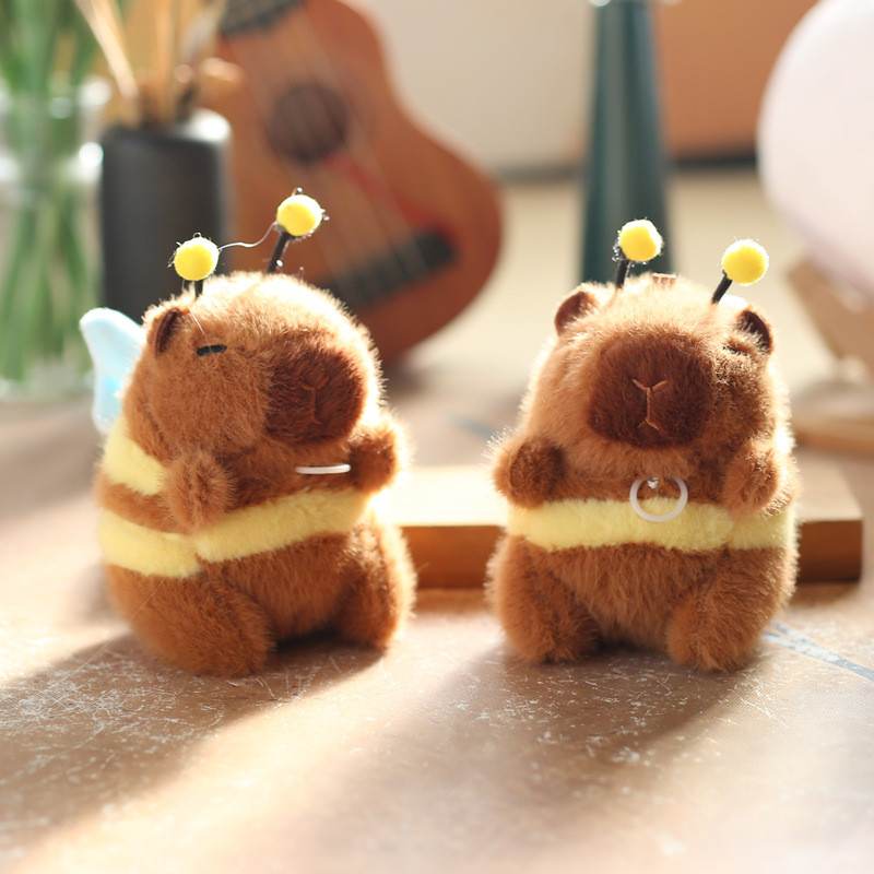 And Soft Cuddly Plush Capybara Bee Doll Keychain With Animated Kids ...