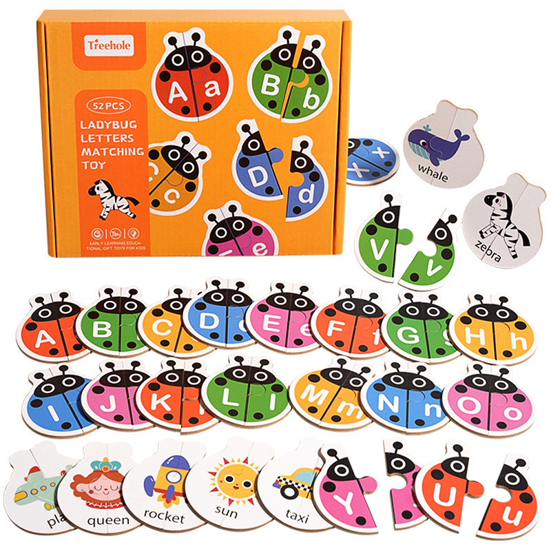 Educational Wooden Animal Alphabet Matching Puzzle For Kids Development ...