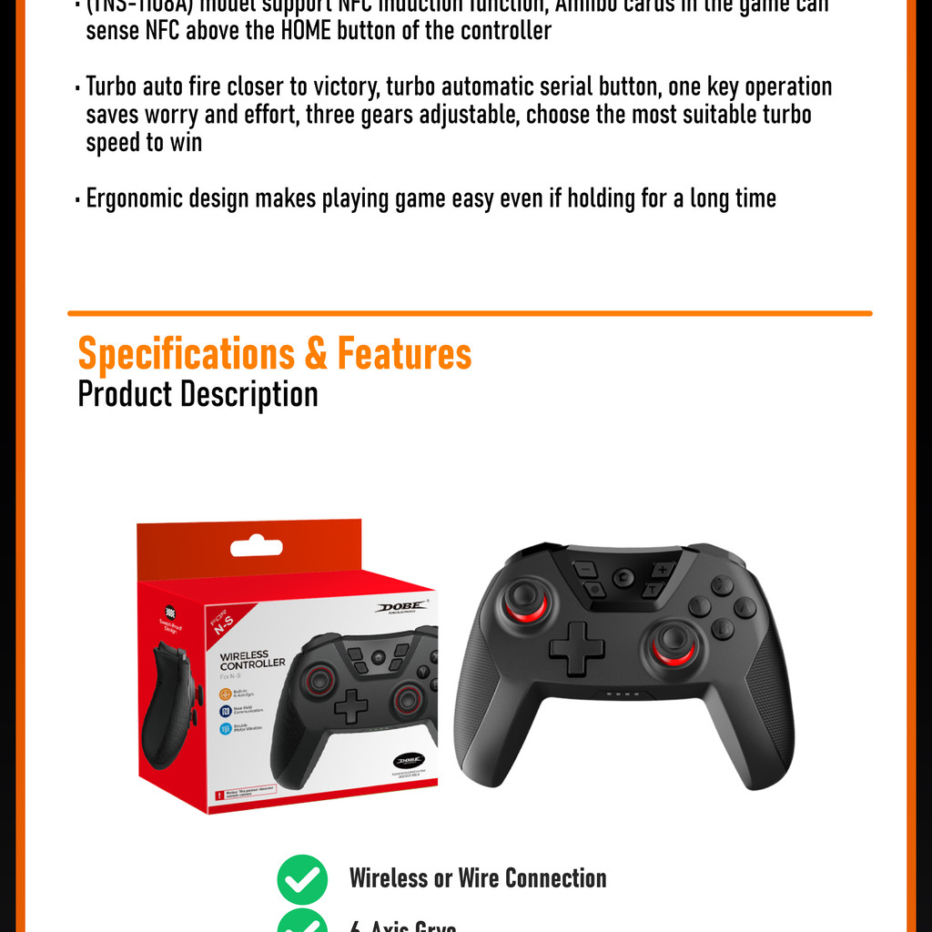 DOBE Nintendo Switch Wireless Controller NFC Switch Pro Bluetooth ...