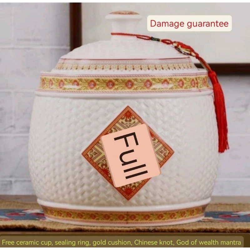 【MY Stock Fast Delivery】Ceramic rice container storage tank sealed jar ...