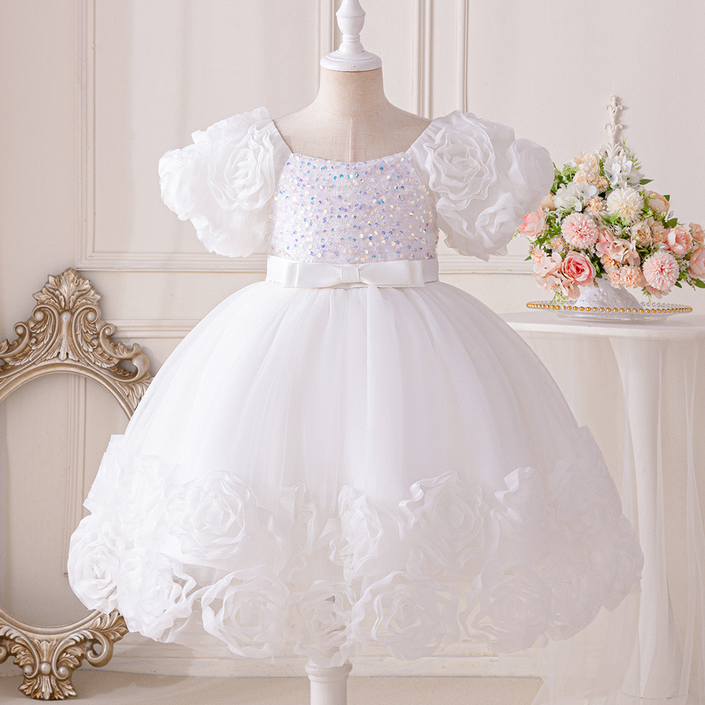 Floral Gown for Kids 4 Years Old Girl Formal Tulle Dress for New Year ...