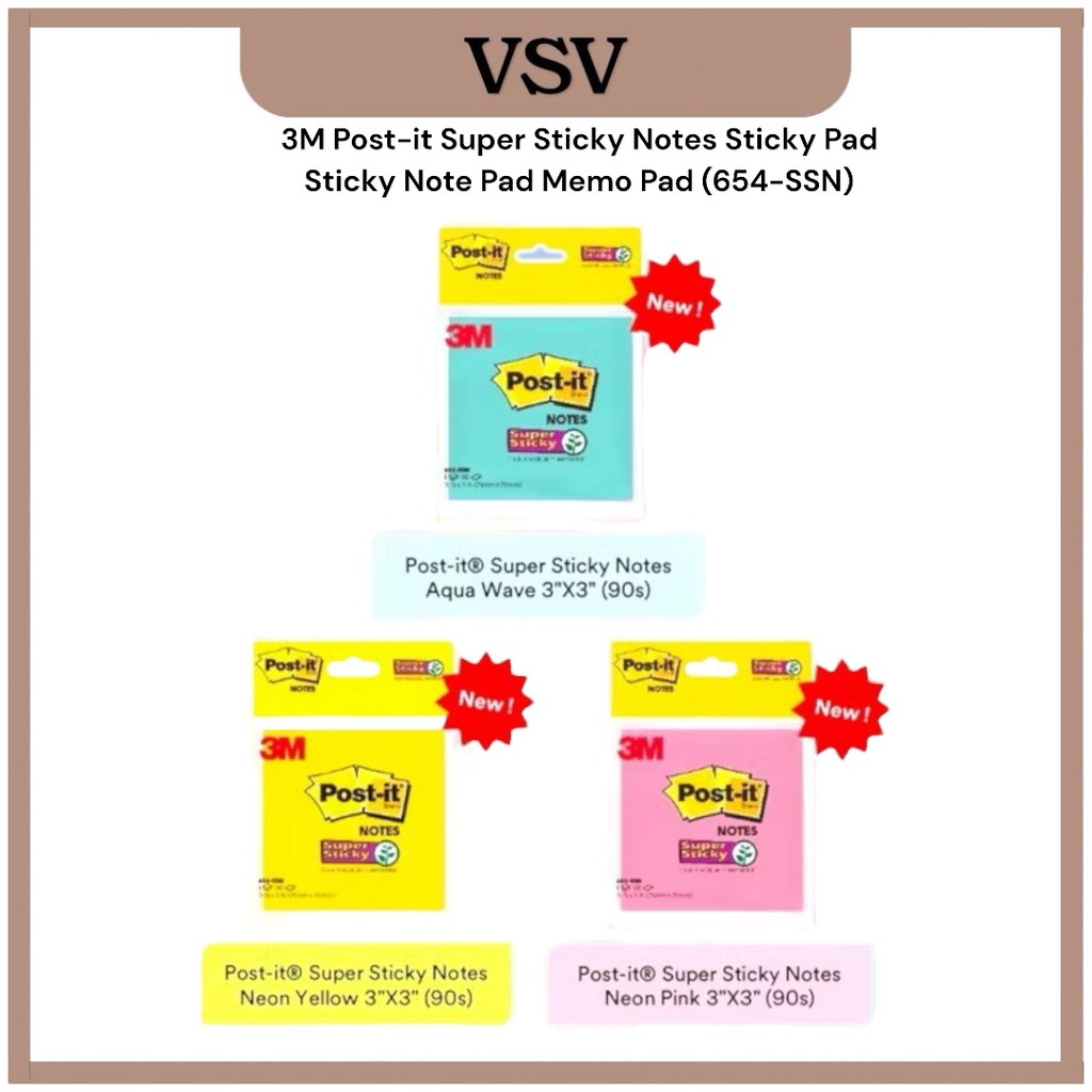 3M Post-it Super Sticky Notes Sticky Pad Sticky Note Pad Memo Pad (654 ...