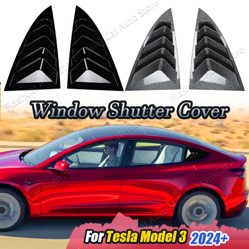 ABS Gloss Black / Carbon Look For Tesla Model 3 2024 2025 Car Rear ...