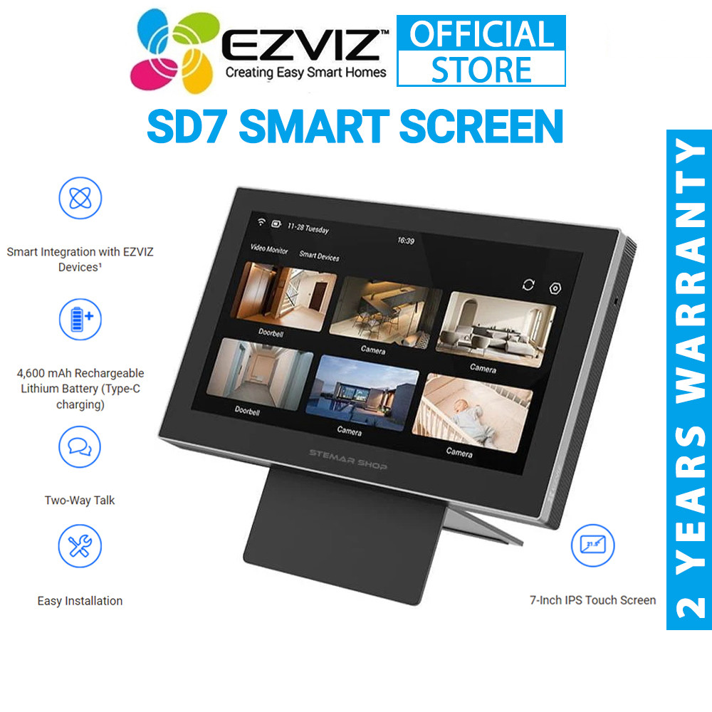 EZVIZ SD7 Smart Screen Rechargeable Battery Powered Smart Monitor For ...