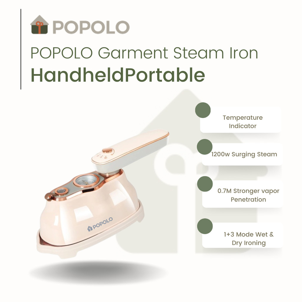 POPOLO Portable Garment Steam Iron Handheld 2in1 Ironing Machine 1200W ...