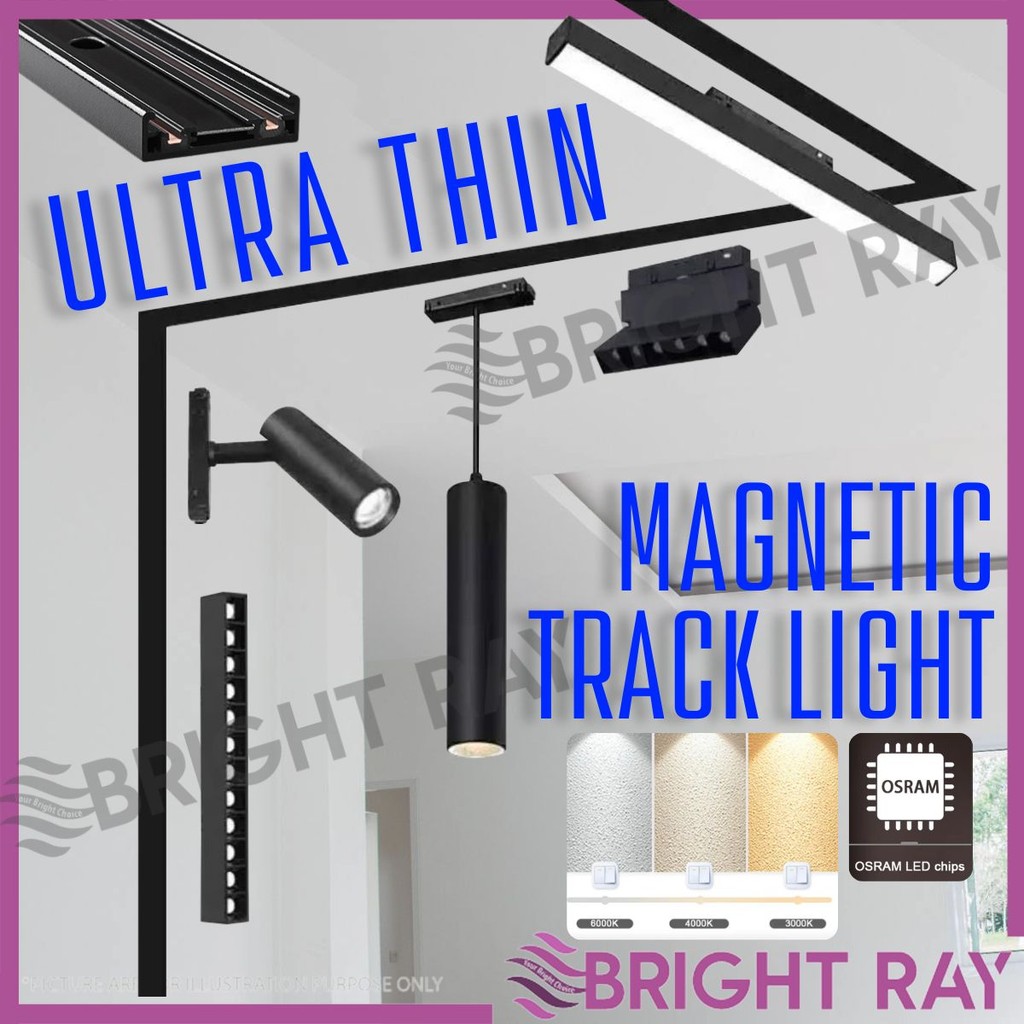 DUJIA OSRAM Ultra Thin Magnetic Track Light Surface Mount Pendant Lamp ...