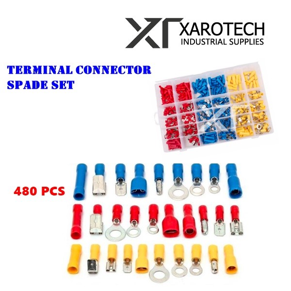 480Pcs Terminals Connector Spade Set Assorted Insulated Wiring Terminal ...