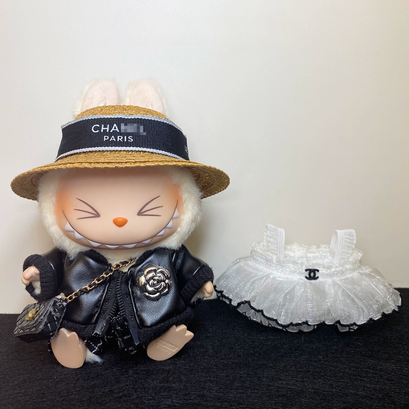 Black Leather Jacket for Labubu V1 V2 Pants Hat Have A Seat Labubu ...