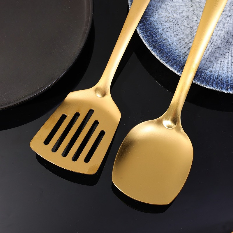 Creative Gold Plated Long Handle Non Stick Spatulas Stainless Steel ...