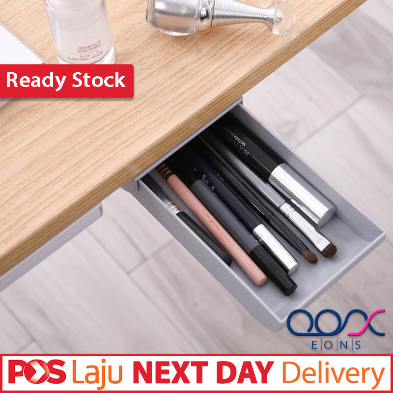 COMPACT KEEPER 💖 Hidden Drawer Storage Box Under Table Desk Organizer ...
