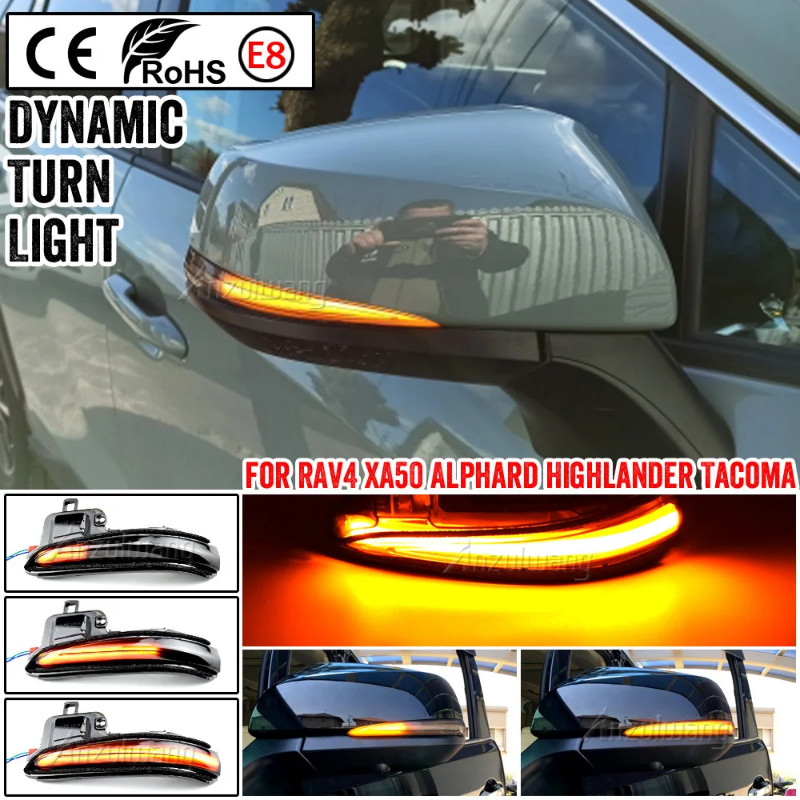 Rear View Mirror LED Dynamic Turn Signal Light Indicator For Toyota ...
