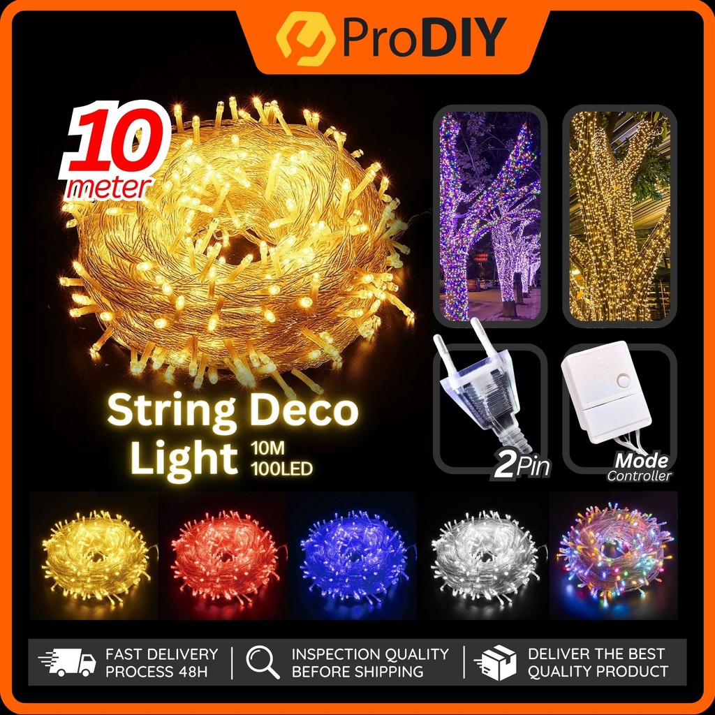 10 / 15 / 20M 100LED String Decor Light 2PIN Fairy LED String Light ...