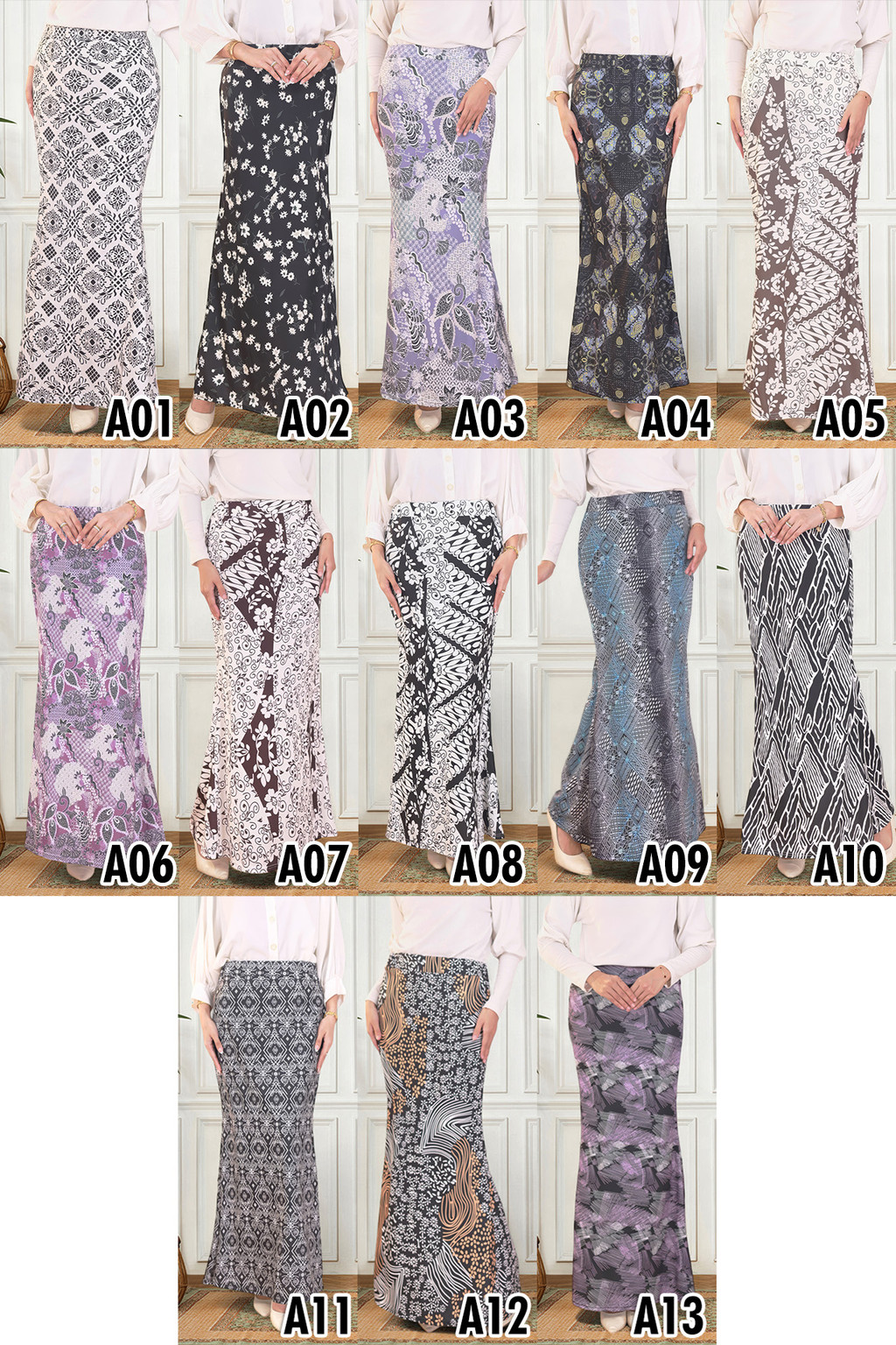 KM Safira Floral Duyung Womens Skirt [S3559] | Shopee Malaysia