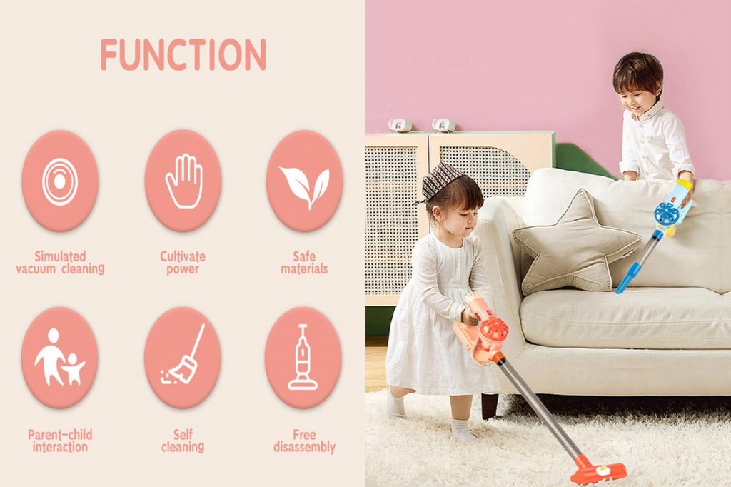 Real Working Vacuum for Kids Toddler Toy Vacuum Set Realistic Cordless ...
