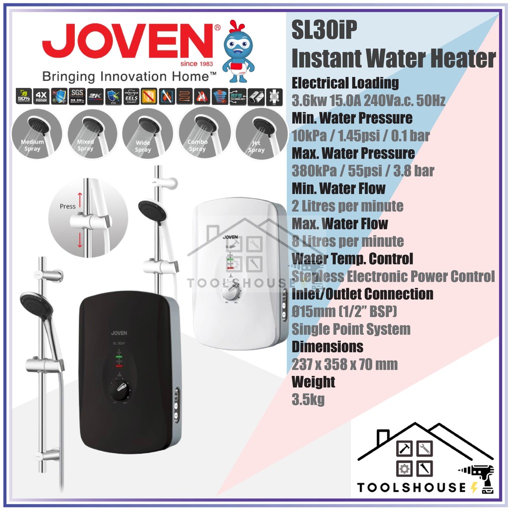 Joven SL30iP Instant Water Heater with Inverter DC Pump 带变频直流泵的即热式热水器 ...