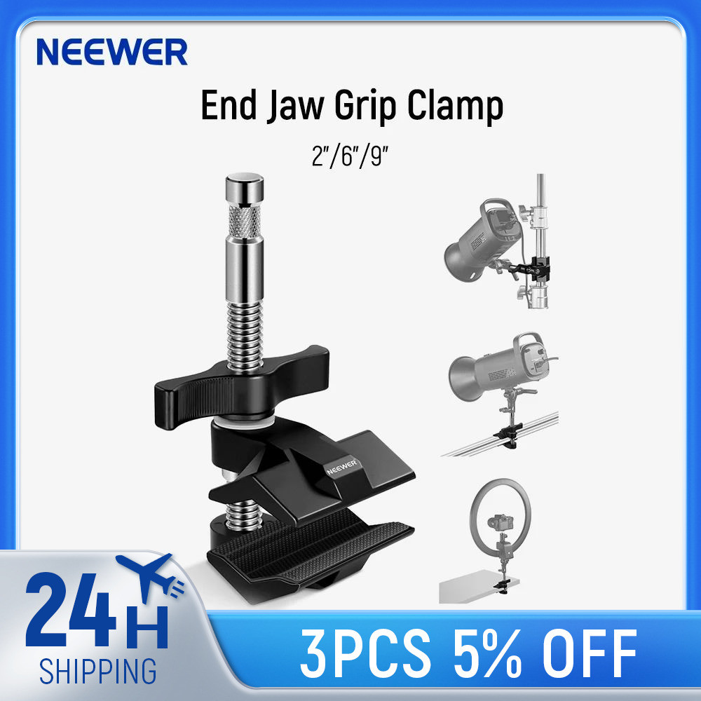 NEEWER End Jaw Grip with 5/8" Stud, Steel Shaft End Pipe Grip Clamp ...