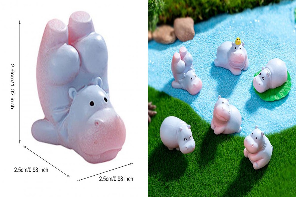 Resin Hippo Sculpture Hippo Collectible Statue Adorable Mini ...