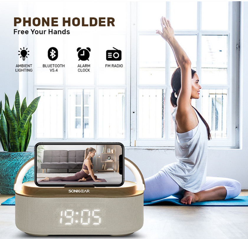 Sonic Gear Luma 6 Bedside Speaker Clock with Ambient Light and Wireless Charging | Shopee Malaysia