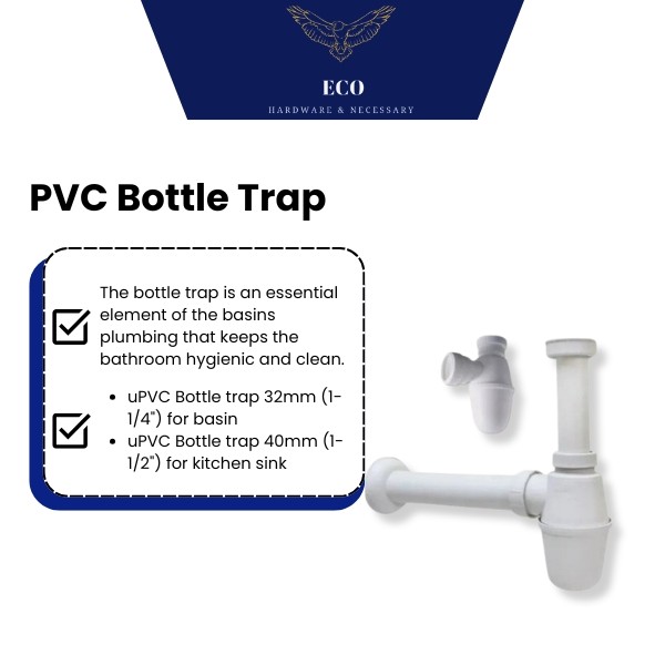 ECO HARDWARE 32MM 40MM UPVC PVC Plastic Bottle Trap for Faucet Basin ...