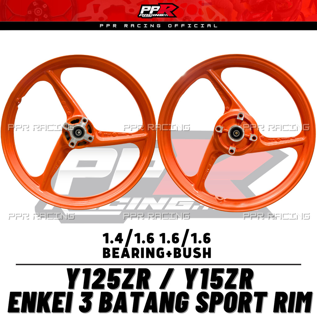 ENKEI 3 BATANG FULL CHOP SPORT RIM ORANGE Y125Z Y15 1.4/1.6 1.6/1.6 Y125ZR LC135 LCV8 Y15ZR ...