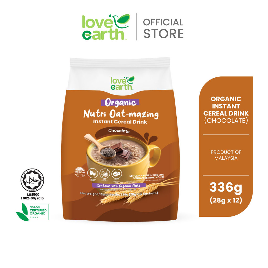 Love Earth Organic Nutri Oat-mazing Instant Cereal Drink Chocolate 12 ...