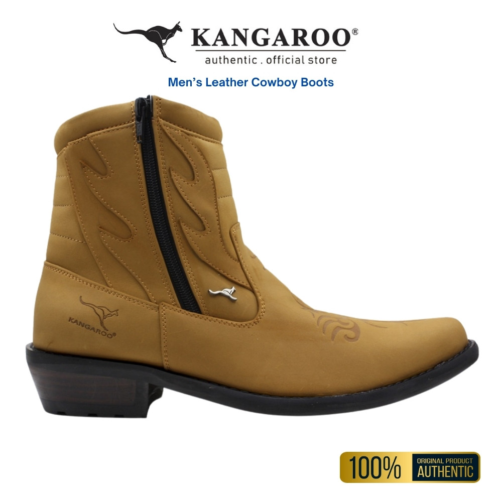 KANGAROO Original Men Genuine Cow Leather Legend Western Boots - Camel ...