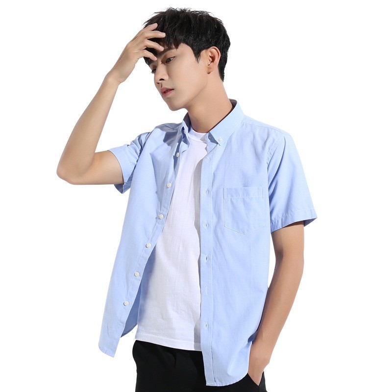 Baju Kerja Lelaki Men Oxford Shirt Cotton Essential Short Sleeve ...