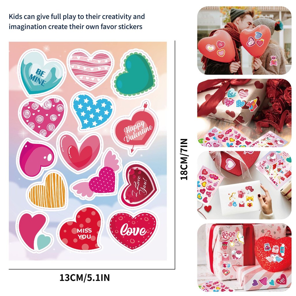 DIY Love Heart Stickers Wedding Party Valentines Day Gift Box Bag Decor ...