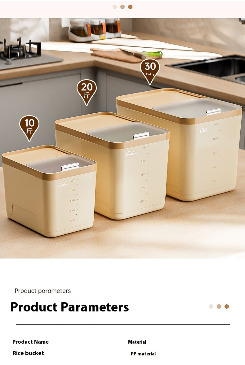 Household Rice Barrel Rice Flour Storage Large Container Rice Tank Push ...