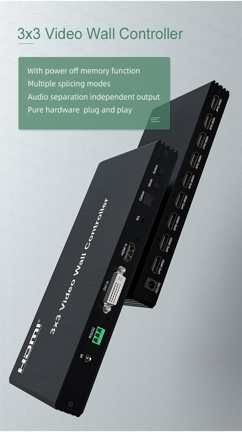 1080P 2x3 3x3 Video Wall Controller DVI HDMI 1x2 2x1 2x2 2x4 1x3 1x4 ...