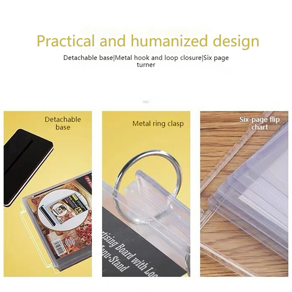Flip Menu Display Stand Table Acrylic Poster Holder A4 A5 A6 6 Sleeves ...