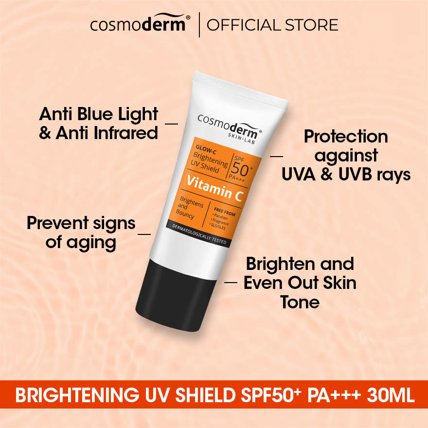 Cosmoderm Glow-C Brightening UV Shield SPF50+ PA+++ 30ml | Shopee Malaysia
