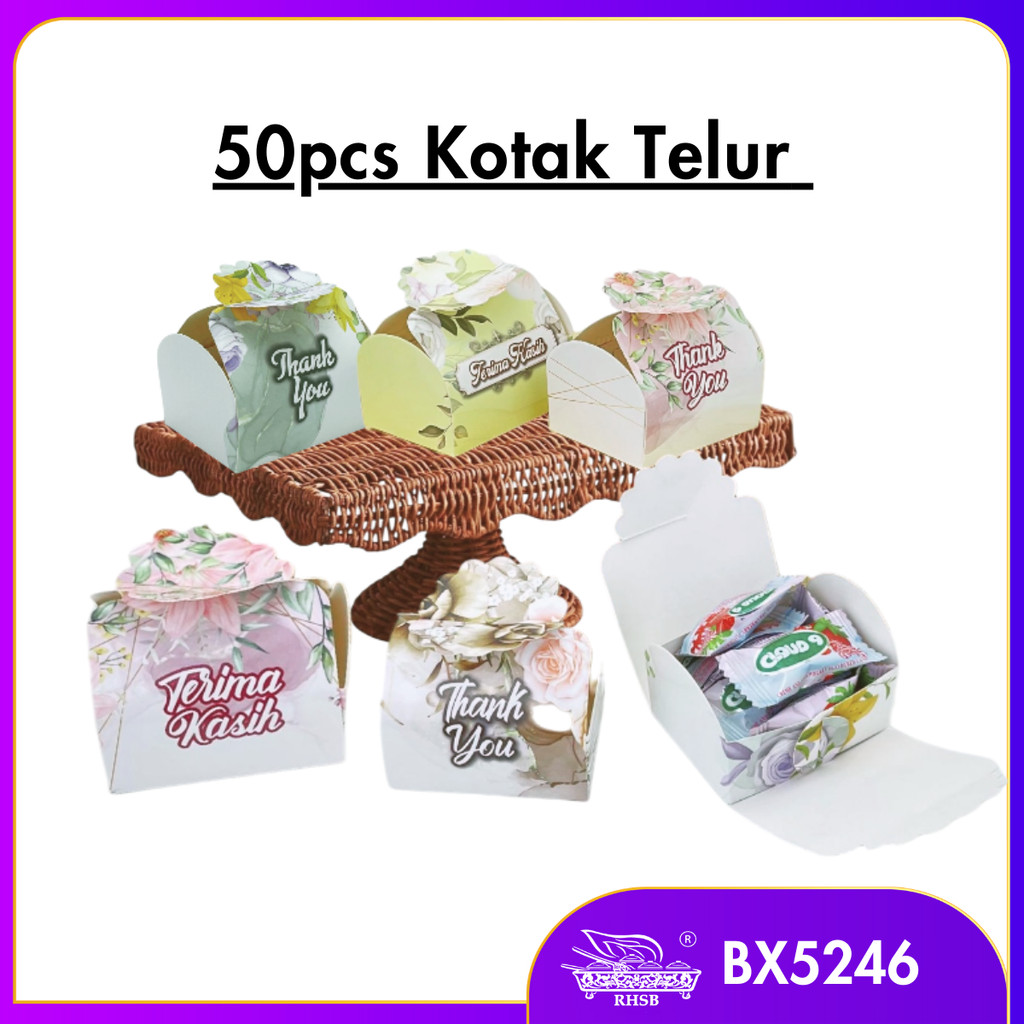 50PCS KOTAK TELUR/ EGG BOX/ KOTAK GULA-GULA/ GOODIES GIFT BOX/ DOORGIFT ...