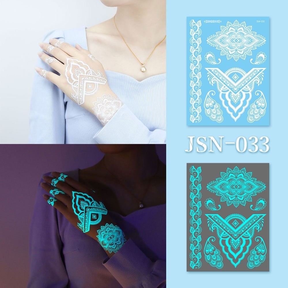 Performance Henna Luminous White Tattoo Stickers Belly Dance Indian ...