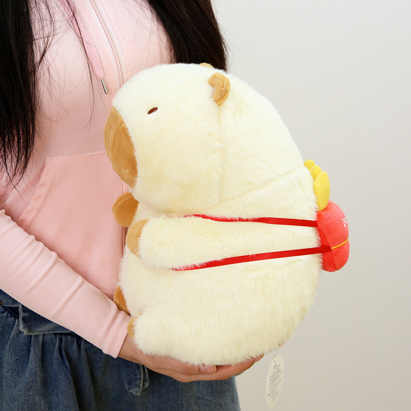 Creamy White Capybara Burger Backpack Plush Doll Cute Cartoon Stuffed ...