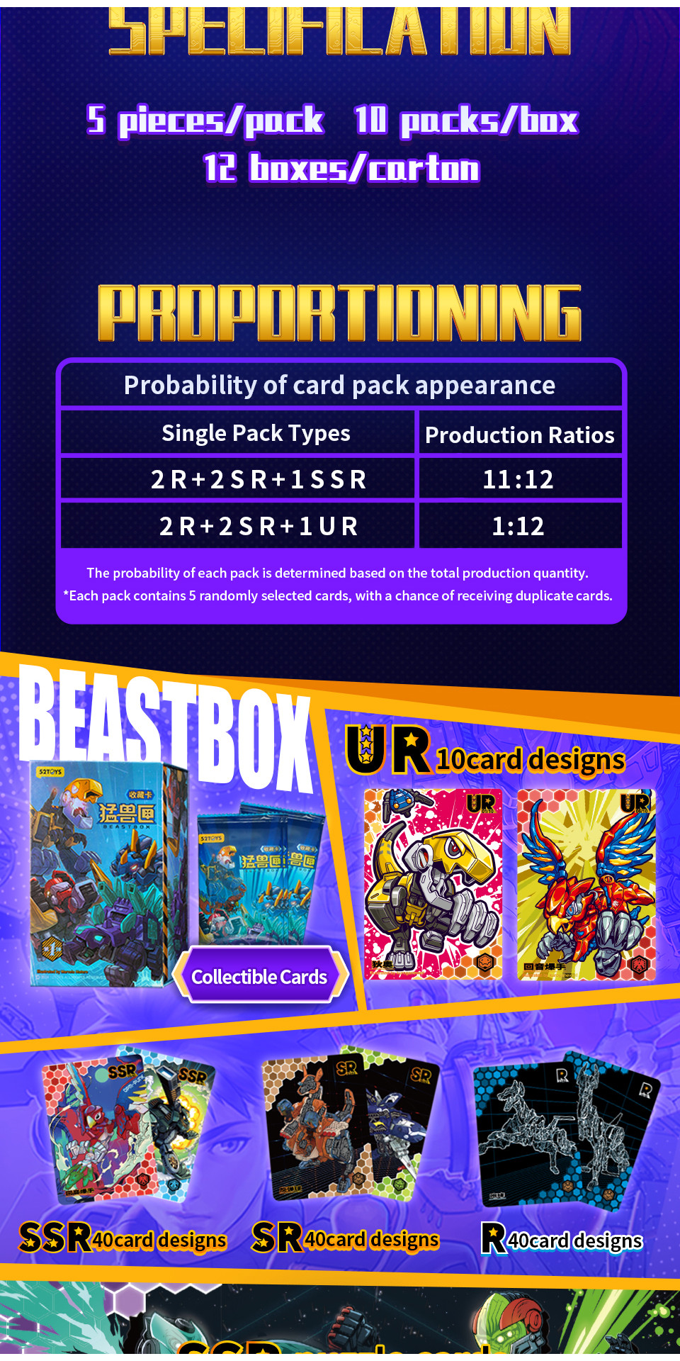 52TOYS Beastbox Collectible Cards, anime Merch, random cards 10PCS ...
