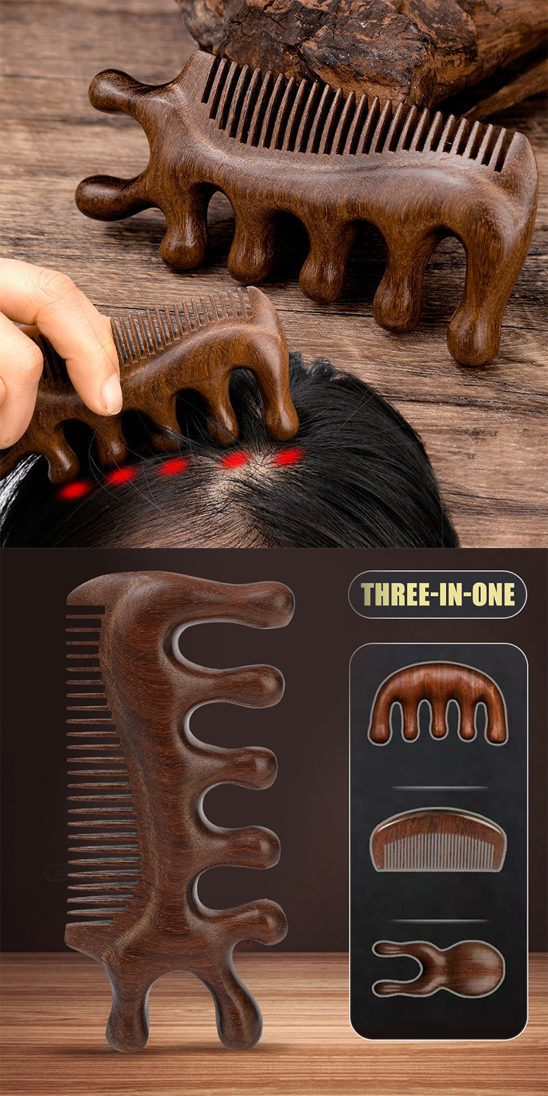 Deer Antler Acupuncture Comb - Double-End, Wide Tooth - Help Blood ...