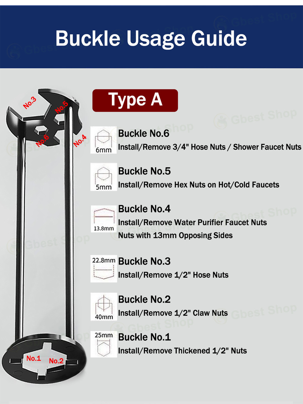 11in1 High Carbon Steel Faucet Wrench Sink Basin Spanner repair Tool ...