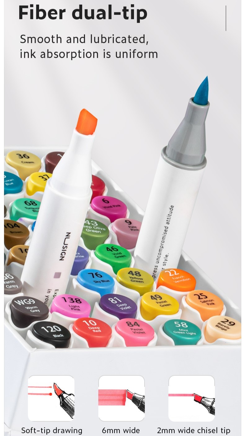 Deli Nusign Professional Twin Tip Painting Brush Marker Anime Landscape ...