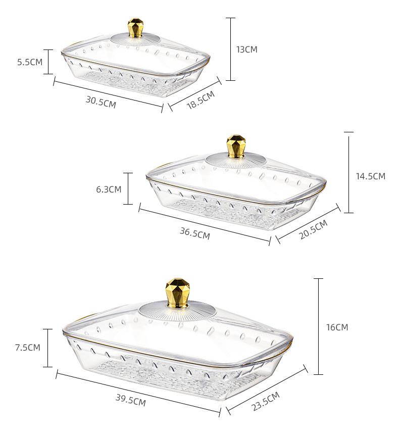 Buffet Food Tray with Cover Transparent Dessert Tray with Handle ...