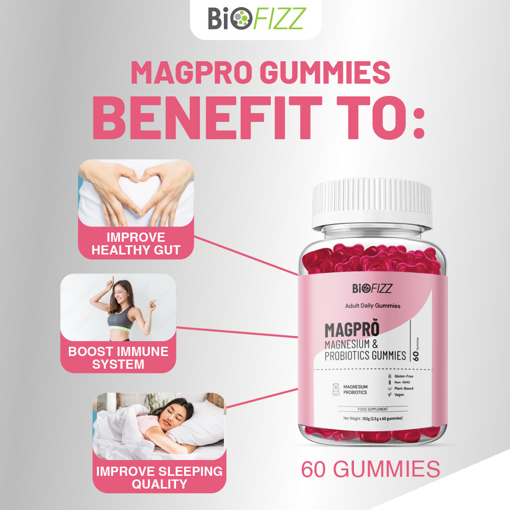 BIOFIZZ Magpro Magnesium & Probiotics Gummy (60 Gummies) | Shopee Malaysia