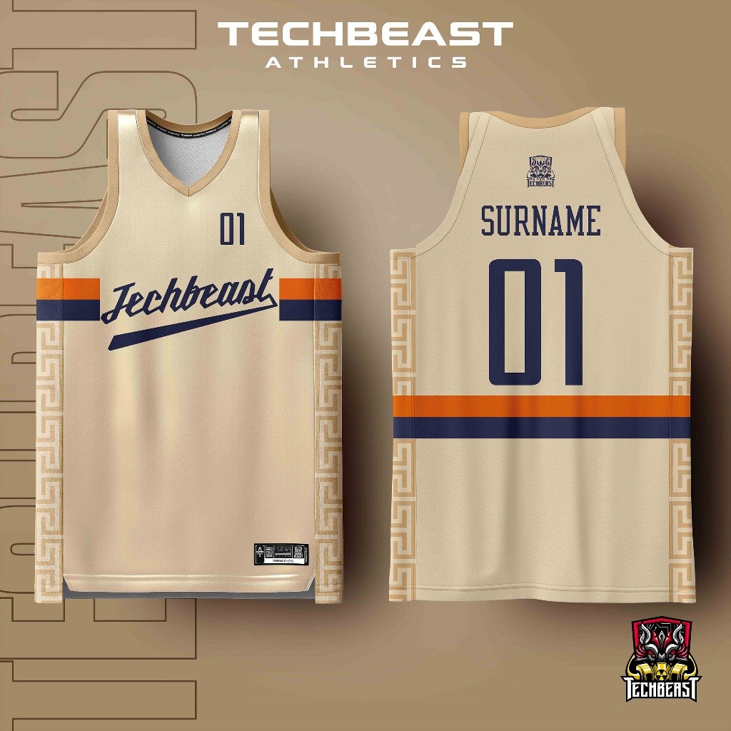 Greek Khaki Full Sublimation Basketball Jersey Techbeast ( CUSTOM NAME + NUMBER ) | Shopee Malaysia