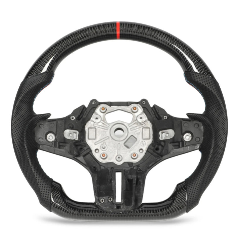 Carbon Fiber Steering Wheel Perforated Leather M-tri Stitching For BMW ...