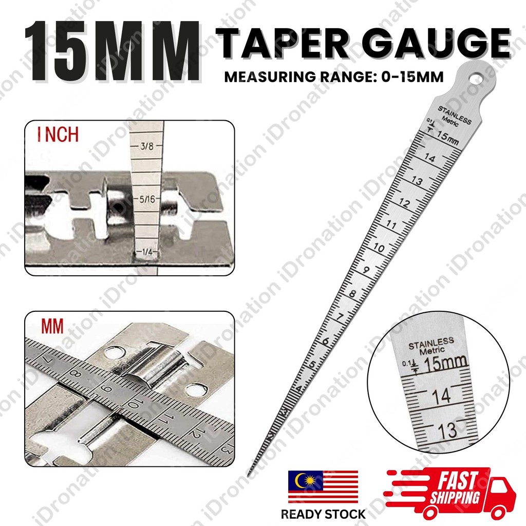 Feeler Gauge 1-15MM Metric Imperial Stainless Steel Welding Taper Hole Inspection Tool Depth ...