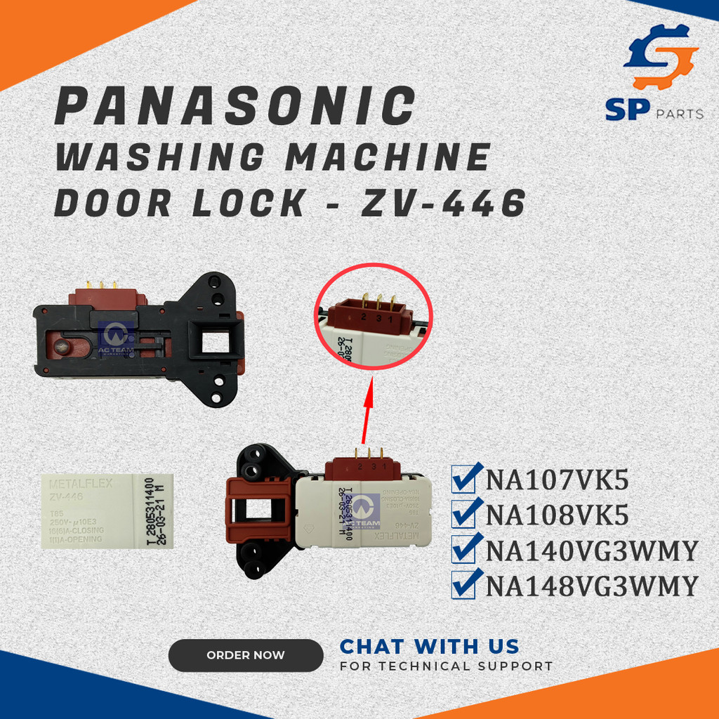 PANASONIC WASHING MACHINE DOOR LOCK–ZV-446 - NA107VK5/NA108VK5/NA140VG3WMY/NA148VG3WMY | Shopee ...