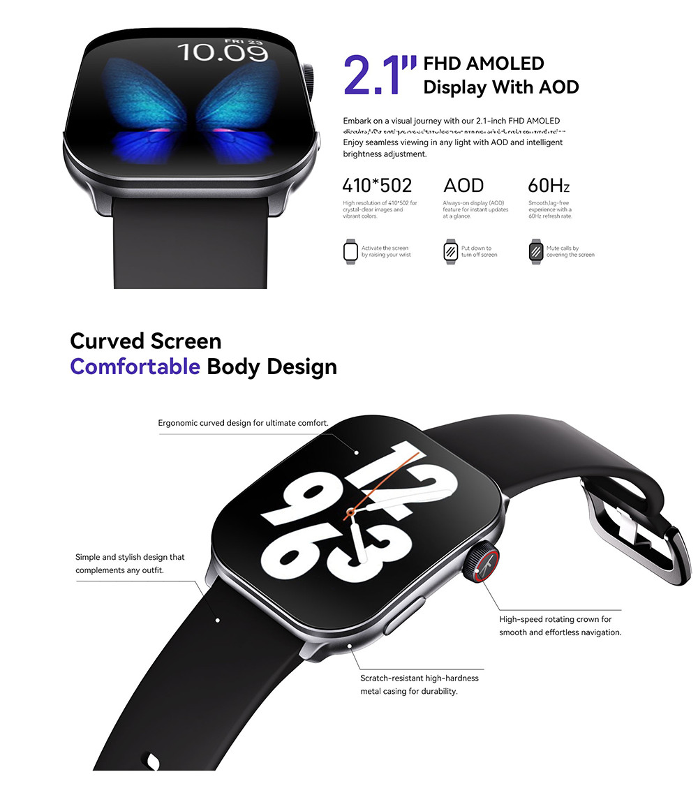 Kieslect Balancs AMOLED Smart Watch Man Fitness Men Watch Sport Heart ...